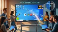China 75 Inch LCD 4K 40 Point Multi-Touch Interactive Whiteboard Android 16.0 Qtenboard for Smart Classroom Training for sale