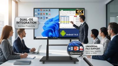 China 65 Inch LCD 4K Touch Interactive Whiteboard Android 16.0 Qtenboard for Corporate Meeting Room for sale