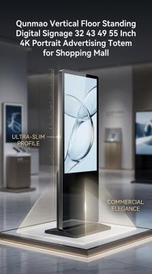 China Qunmao Floor Standing Digital Menu Board 43 49 50 Inch 4K Touch Self Service Ordering Kiosk for Restaurant Cafe for sale