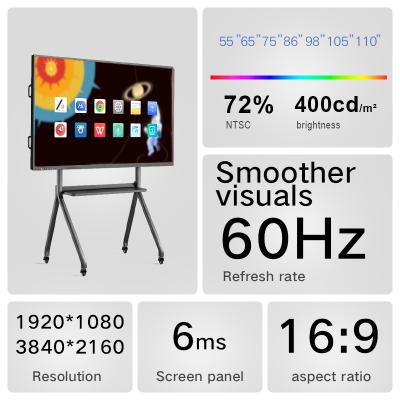 China 65 Inch 4K UHD Smart Interactive Whiteboard with 40-Point Touch for Classroom Education for sale