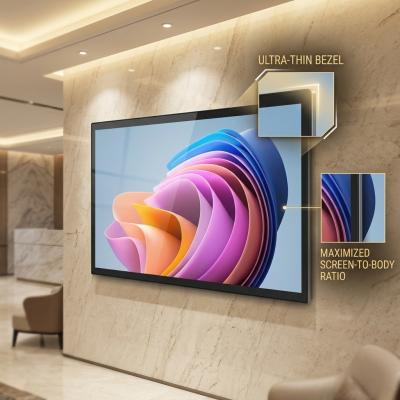 China 65 Inch Ultra-Narrow Bezel Wall-Mounted Digital Signage 4K Display Multi-Terminal Control Android 16 Qtenboard for sale