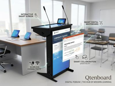 China Qtenboard 15.6 Inch HD Touch Display Digital Podium with 10-Point Capacitive Touch and Integrated Teaching Control for sale