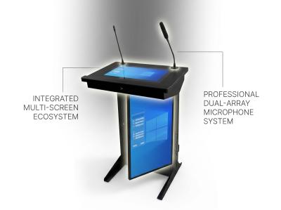 China Qtenboard 21.5 inch FHD Touch Screen Digital Podium with 10-point Capacitive Touch and Built-in Speakers and Camera for sale