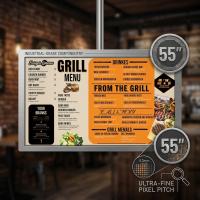 China QM-5515GPW 55 Inch 4K Ultra HD Digital Menu Board with Ultra Narrow Bezel and Cloud CMS Management for Restaurants for sale
