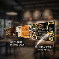 China QM-5515GPW 55 Inch 4K Ultra HD Digital Menu Board with Ultra Narrow Bezel and Cloud CMS Management for Restaurants for sale