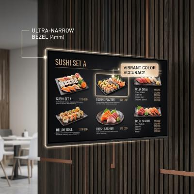 China QM-4915GPW 49 Inch 4K UHD Android Digital Menu Board with Multi Screen Sync Playback for Restaurants for sale