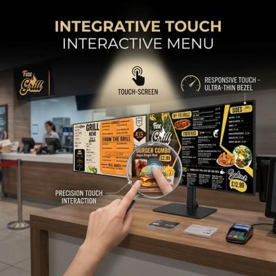 China 43 Inch 4K UHD Touch Screen Digital Menu Board with Cloud CMS Remote Control for Interactive Restaurant Signage for sale