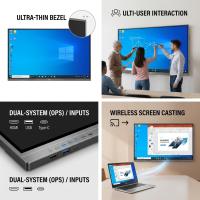 China QM-75HY 75 Inch 4K UHD Interactive Flat Panel Smart Whiteboard Dual System 50 Point Touch for sale