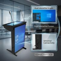 China 15.6-21.5 Inch Dual Screen Digital Podium Windows 11 Interactive Teaching Lectern for Schools for sale