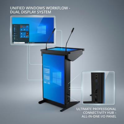 China 55-32 Inch Large Dual Screen Digital Podium Windows 11 Pro Auditorium Integrated Control Lectern for sale