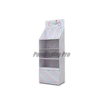 China Floor Standing Cardboard POS Displays 3 Flat Shelves For Candies for sale