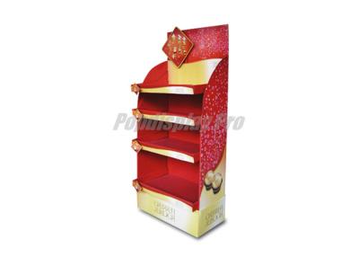 China Red Eco Friendly Cardboard POS Displays Floor Standing For Snacks for sale