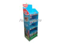 China Blue 4 Shelf Point Of Sale Cardboard Display Stands With Clear Lips for sale
