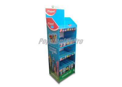 China Blue 4 Shelf Point Of Sale Cardboard Display Stands With Clear Lips for sale