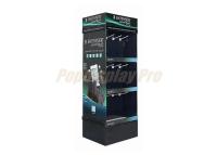 China Customized 3 Shelf Cardboard Display Stands With Hooks Structural Design for sale