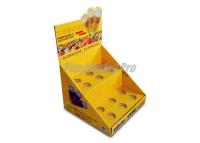 China Yellow Counter Top Cardboard Candy Display Recycled With 12 Round Dividers for sale