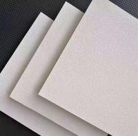 China Class A Fire Rated Acoustic Glass Wool Ceiling Tiles Square Edges Fiberglass Panels for sale