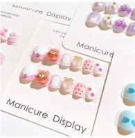 China Square Full Cover Short Press On Nails For Kids Play in Clear Colors OEM Nail Supplies for sale
