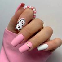 China Acrylic Custom Press On Nails Ballerina Medium Coffin French Tip Manicure Stick On Nails for sale