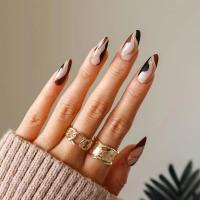 China Acrylic Custom Press On Nails Ballerina Medium Coffin French Tip Manicure Stick On Nails for sale