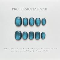 China Cat Eye 3D Short Artificial Nails Handmade Press On Nails for Nail Beauty Art Function for sale