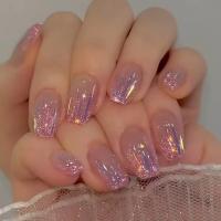 China ABS False Nails Short Artificial Curved Press On Aurora Reusable Time-Saving Solution for sale