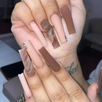 China Selling Full Cover Mixed Color 24pcs Oval False Nails for Nail Salon Acrylic Long Tips for sale