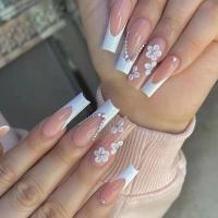 China Selling Full Cover Mixed Color 24pcs Oval False Nails for Nail Salon Acrylic Long Tips for sale