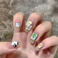 China 24pcs/Set Packaging Cat Eye Almond Shape Artificial Printed Press On Nails in Mixed Color for sale