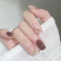 China 24pcs/Set Packaging Cat Eye Almond Shape Artificial Printed Press On Nails in Mixed Color for sale