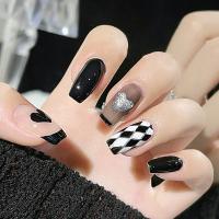 China 24pcs/Set Packaging Cat Eye Almond Shape Artificial Printed Press On Nails in Mixed Color for sale