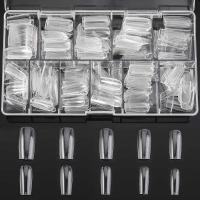 China Clear XS XXS Short Coffin Acrylic Full Cover Soft Gel Nail Tip 500pcs Supplies Salon for sale