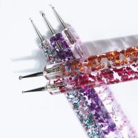 China 5pcs/set Glitter Acrylic Handle Nail Art Dotting Pen Tool for Professional Nail Salon for sale