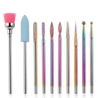 China Professional Electrical Colorful Alloy Portable Nail Grinding Head Electric Nail Drill Bits Set for sale