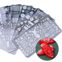 China Factory Wholesale Christmas Snowflake Series Stainless steel Nail Art Stamping Plate Tools for sale