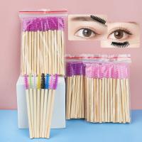 China Synthetic Hair Pink Bamboo Disposable Mascara Lash Wand Tube for Eyelash Spoolie Brush for sale