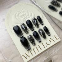 China Long 3D Handmade Salon Soft Gel Press On Nails Acrylic False Nails in Mixed Color for sale