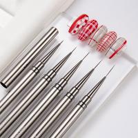 China Metal Handle Professional Nail Thin Liner Brushes Nylon 6/9/12/15/18mm for Beauty for sale