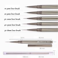 China Metal Handle Professional Nail Thin Liner Brushes Nylon 6/9/12/15/18mm for Beauty for sale