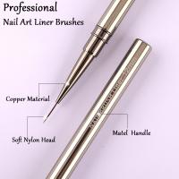 China Metal Handle Professional Nail Thin Liner Brushes Nylon 6/9/12/15/18mm for Beauty for sale