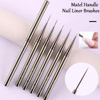 China Metal Handle Professional Nail Thin Liner Brushes Nylon 6/9/12/15/18mm for Beauty for sale