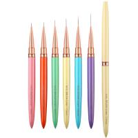 China Professional Manicure Brushes Metal Handle Nail Drawing Pen Nail Art Striping Liner Brushes For Nail for sale