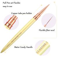China Professional Manicure Brushes Metal Handle Nail Drawing Pen Nail Art Striping Liner Brushes For Nail for sale