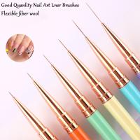China Professional Manicure Brushes Metal Handle Nail Drawing Pen Nail Art Striping Liner Brushes For Nail for sale