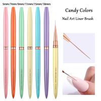 China Professional Manicure Brushes Metal Handle Nail Drawing Pen Nail Art Striping Liner Brushes For Nail for sale
