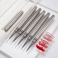 China 6/9/12/15/18mm Nails Tool Nylon Hair Art Nail Liner Brush Set with Silver Metal Handle for sale