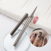 China 6/9/12/15/18mm Nails Tool Nylon Hair Art Nail Liner Brush Set with Silver Metal Handle for sale