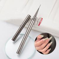 China 6/9/12/15/18mm Nails Tool Nylon Hair Art Nail Liner Brush Set with Silver Metal Handle for sale