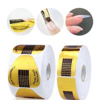 China OEM/ODM Custom LOGO Holographic Paper Nail Art Extension Double Use Strong Soft Gel Dual Acrylic Nail Form for sale