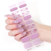 China Wholesale Non-toxic Nail Product Long Lasting Semi Cured Gel Nail Wraps Glitter 20PCS Nail UV Stickers for sale
